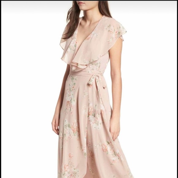 Wayf | Dresses | Nordstrom Wayf Dress Size S Blush Floral Wrap Dress ...